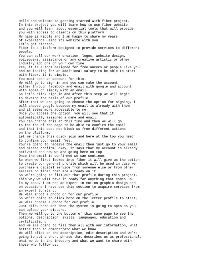 Getting Started With Fiverr - Transcript | PDF | Facebook | Expert