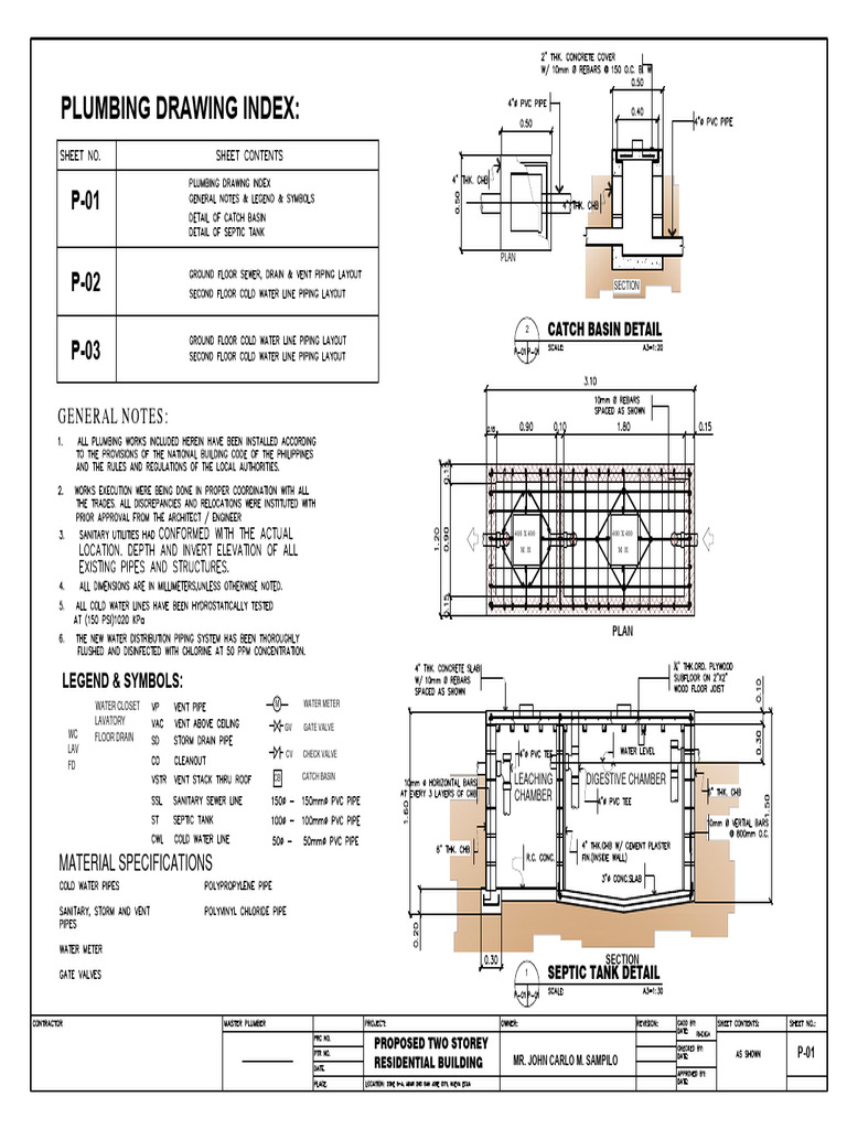 Plumbing Drawing Index:: General Notes | PDF