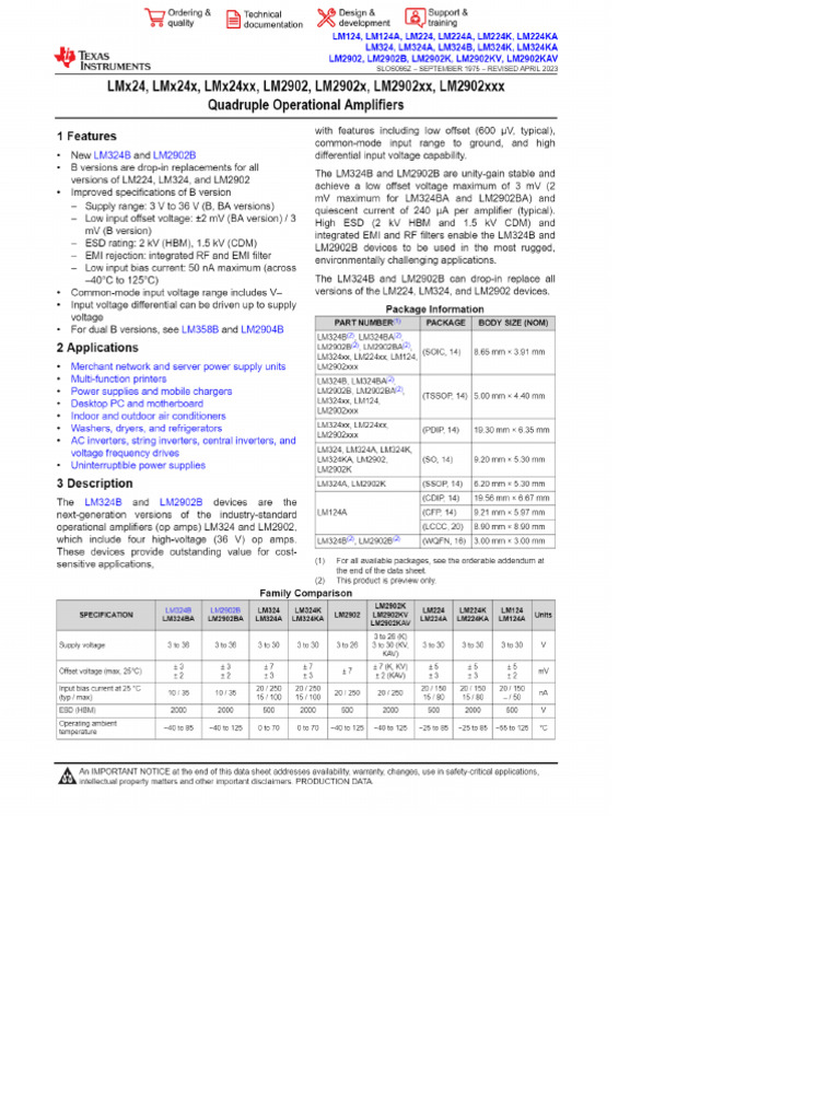 LM324 PDF, LM324 Description, LM324 Datasheet, LM324 View - ALLDATASHEET | PDF