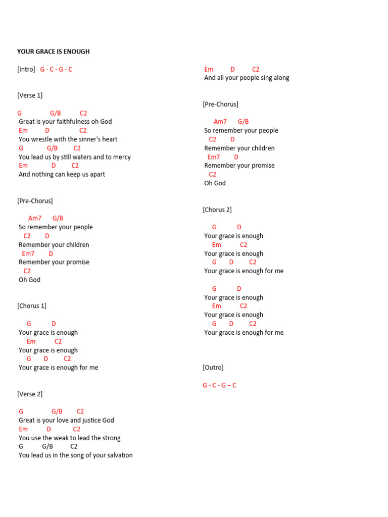 Your Grace Is Enough | PDF | Song Structure | Religious Belief And Doctrine