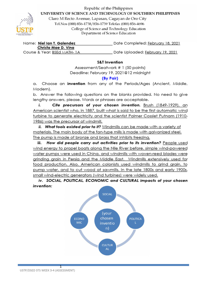 STS Pair Activity Week 3-4 Assessment 1&2 | PDF