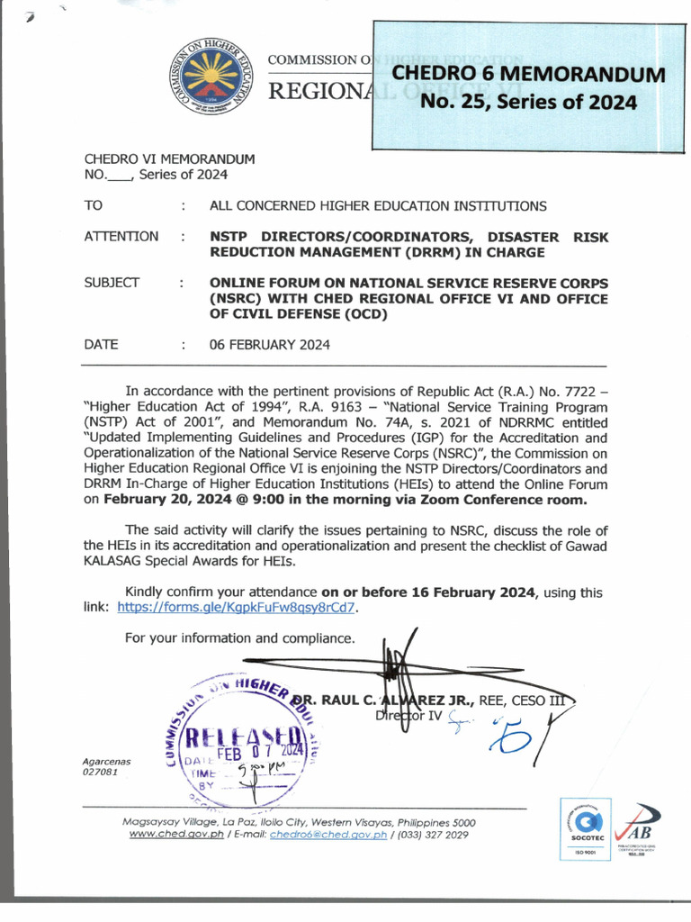 Chedro6 Memo No 25 S 2024 | PDF