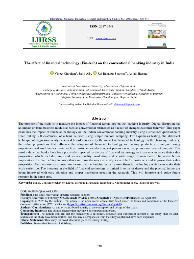 The Effect of Financial Technology Fin-Tech On The | PDF | Errors And ...