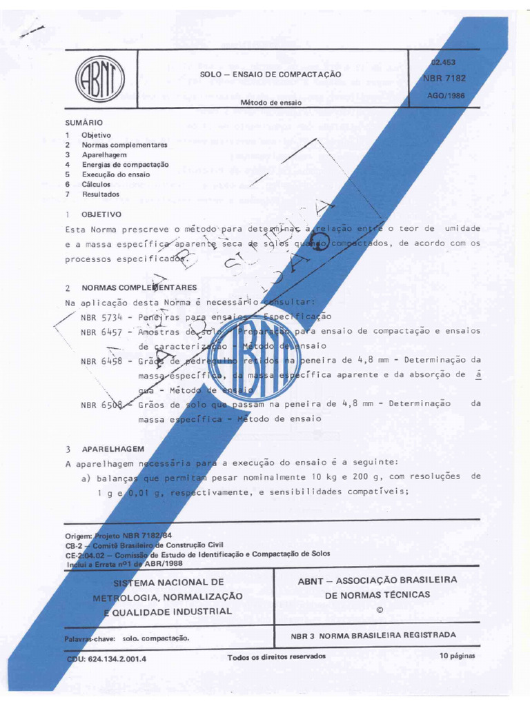 NBR 7182 - Ensaio Compactacao (Proctor) | PDF