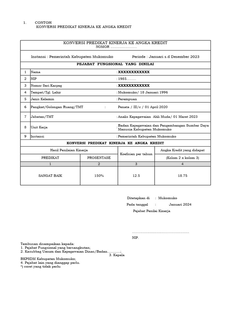 Format Konversi Angka Kredit 2024 | PDF