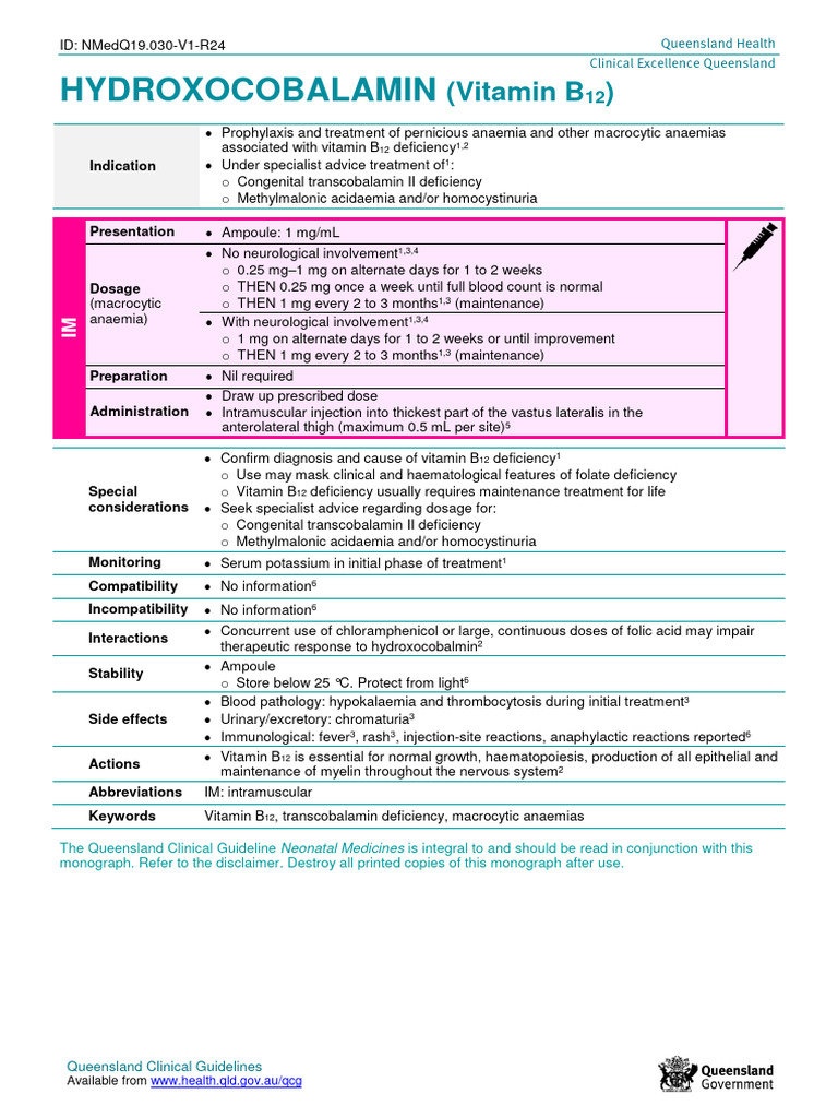 NMQ Hydroxocobalamin | PDF | Anemia | Pharmacy