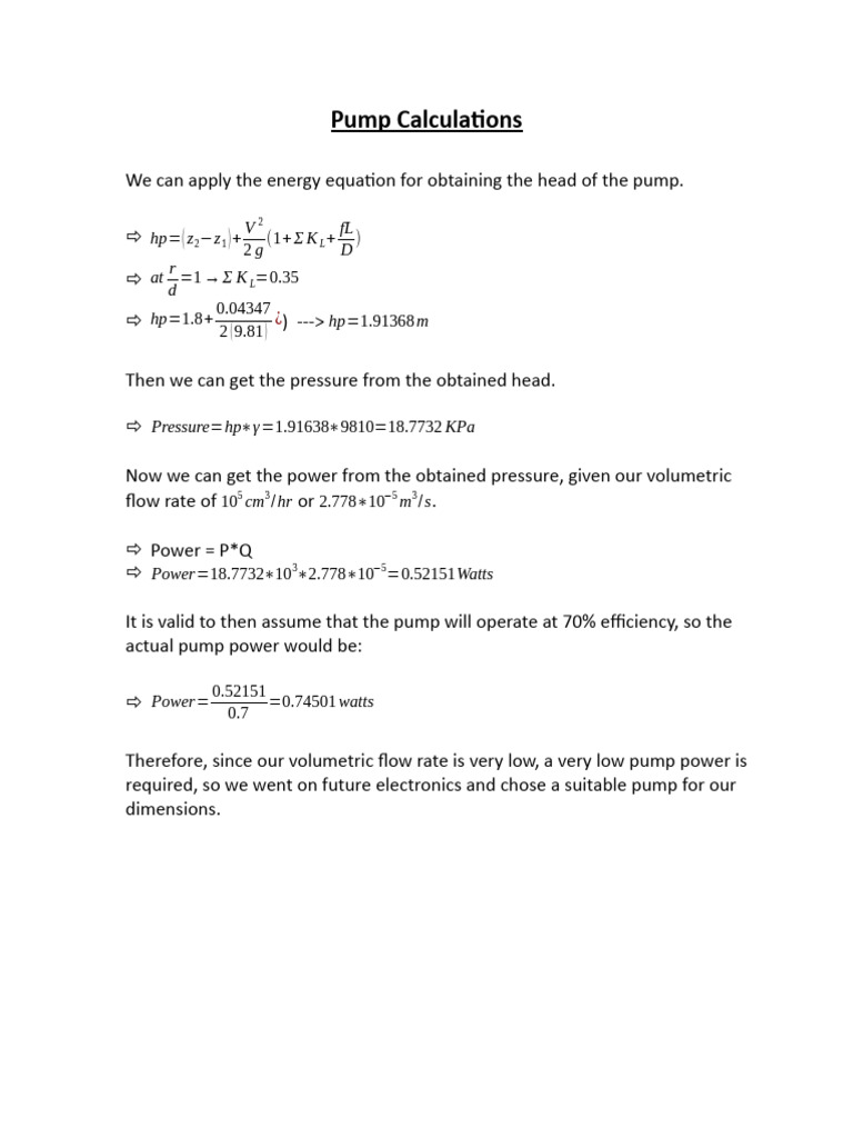 All Calculations For Pump, HE, Containers | PDF | Pump | Water