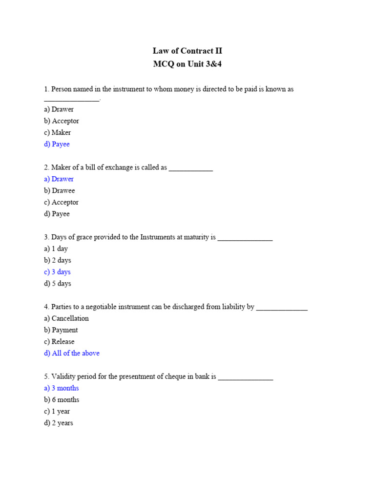LOC Unit 3&4 | PDF | Negotiable Instrument | Money