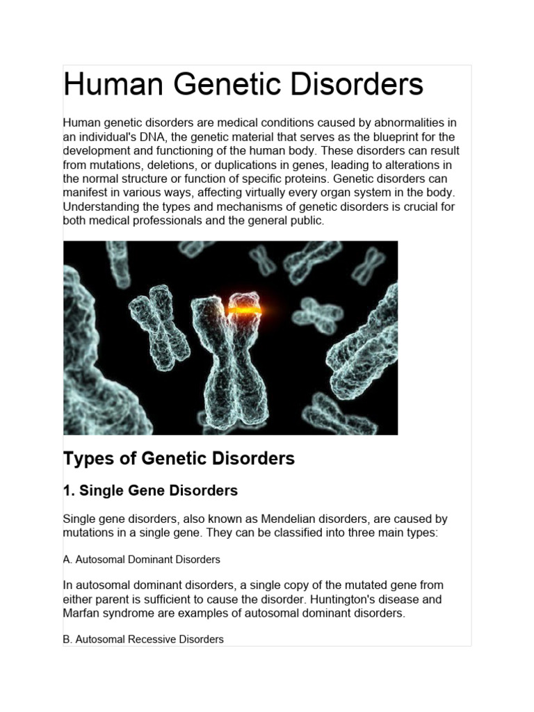 Sci Project Human Genetic Disorder | PDF | Genetic Disorder | Medical Specialties