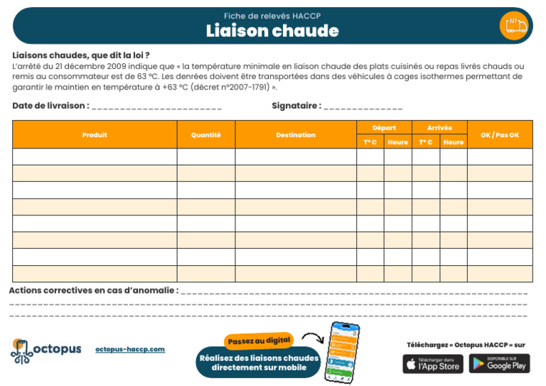 Fiche Relevés HACCP - Liaison Chaude | PDF
