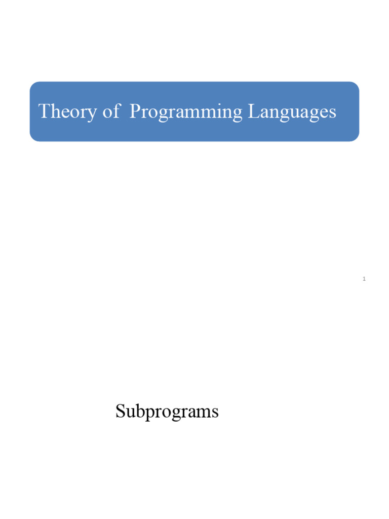 Theory of Programming Languages | PDF | Parameter (Computer Programming) | Computer Engineering