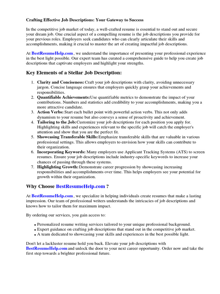 Crafting Impactful Job Descriptions | PDF | Résumé | Http Cookie