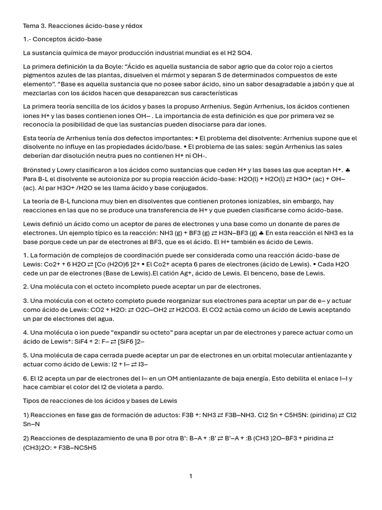 Tema 3. Reacciones Acido Base y Redox | PDF | Estudios de idiomas ...