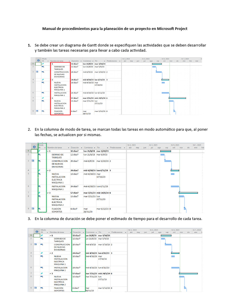 Guía de Microsoft Project: Diagrama de Gantt | PDF | Finanzas y dinero | Informática