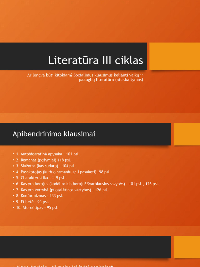 Literatura III Ciklas | PDF