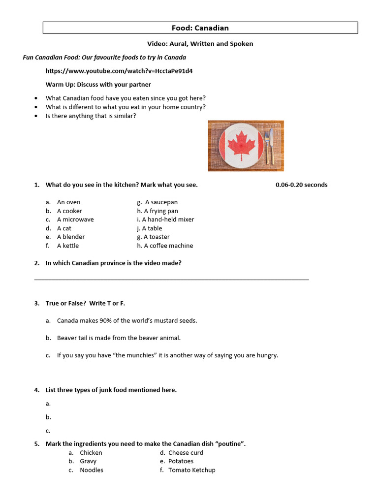 Canadian Food Exploration Guide | PDF | Gravy | Zucchini