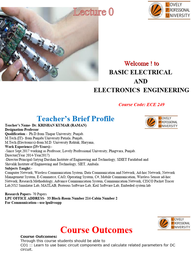 ECE 249: Basic Electrical Engineering | PDF | Electronics | Electronic Circuits