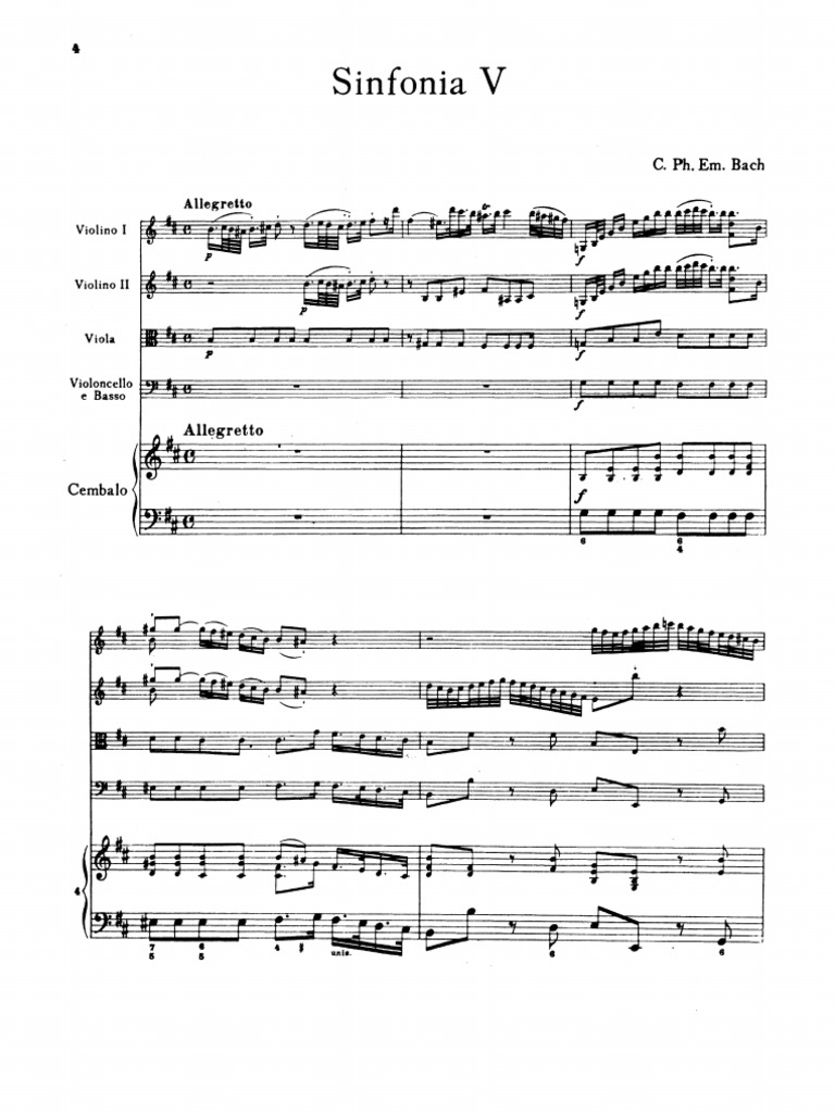 C. P. E. Bach, Sinfonia N. 5 | PDF