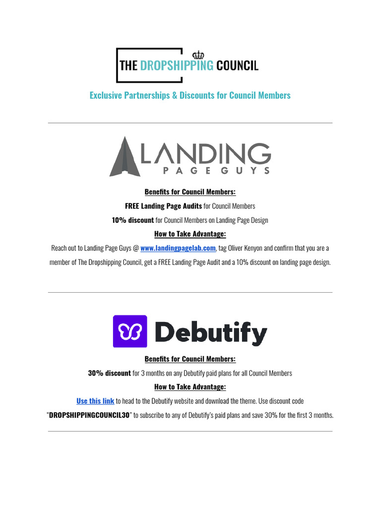 Exclusive Discounts for Dropshipping Council Members | PDF | Service ...
