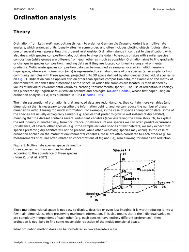 Ordination Analysis | PDF | Principal Component Analysis | Statistics