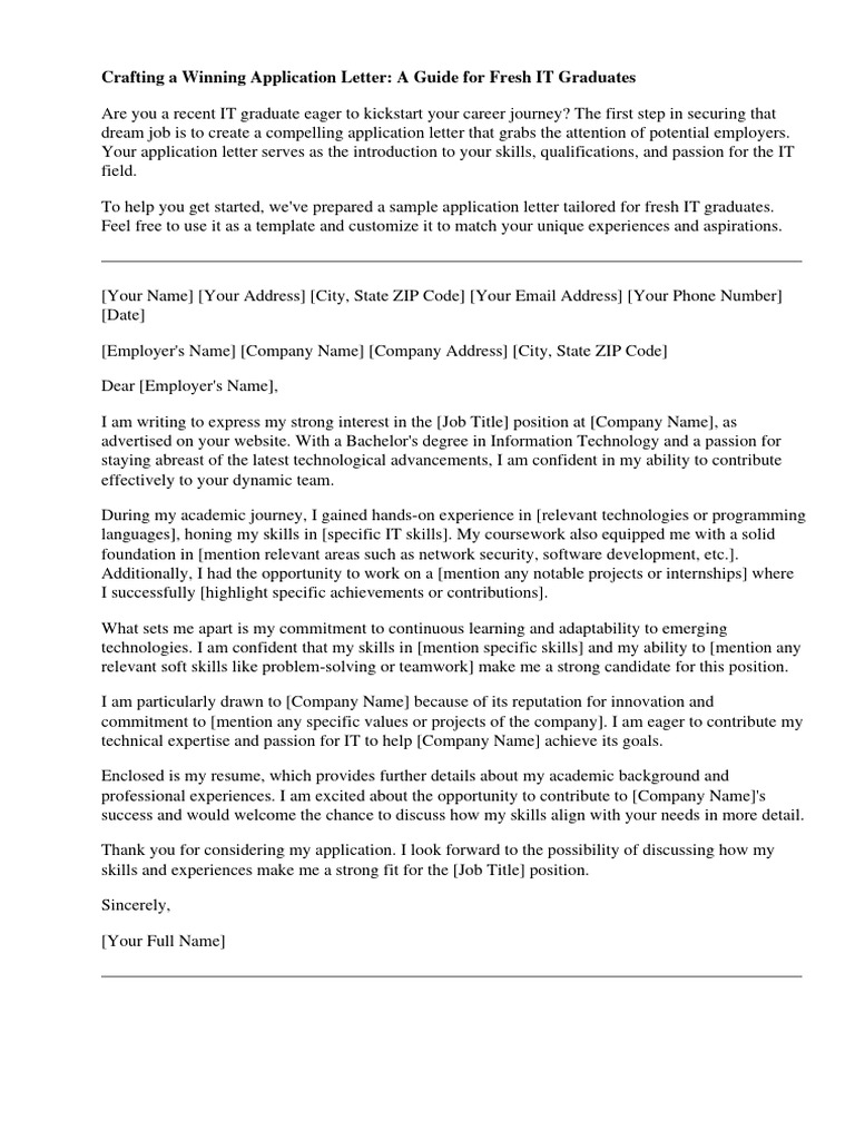 Winning Application Letter for IT Grads | PDF | Career & Growth