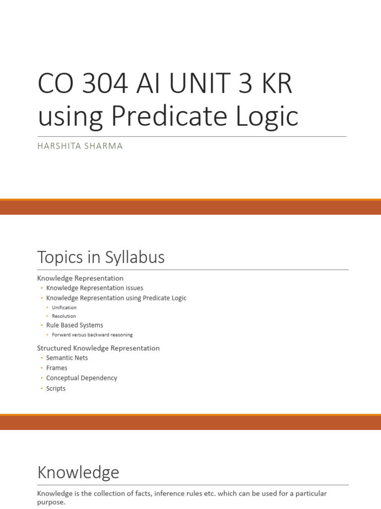 UNIT 3 KR Predicate Logic | PDF | Logic | Knowledge Representation And Reasoning