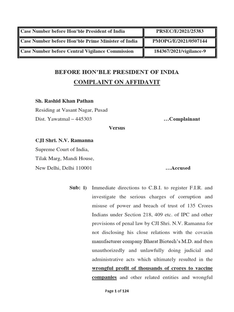 NV Ramana Complaint Final | PDF