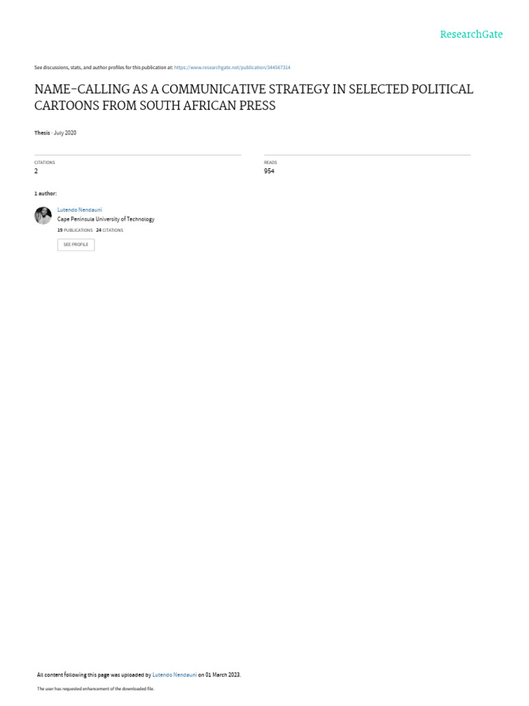 Name-Calling As A Communicative Strategy in Selected Political Cartoons ...