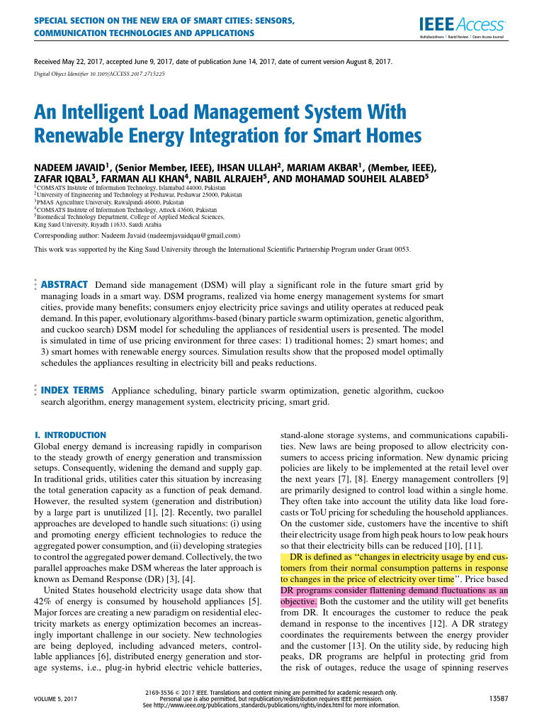 An Intelligent Load Management System With Renewable Energy Integration For Smart Homes Pdf