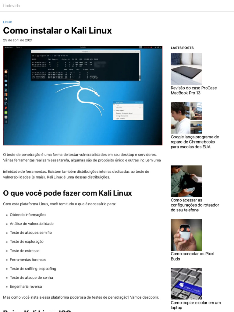 Como Instalar o Kali Linux - 2022 | PDF