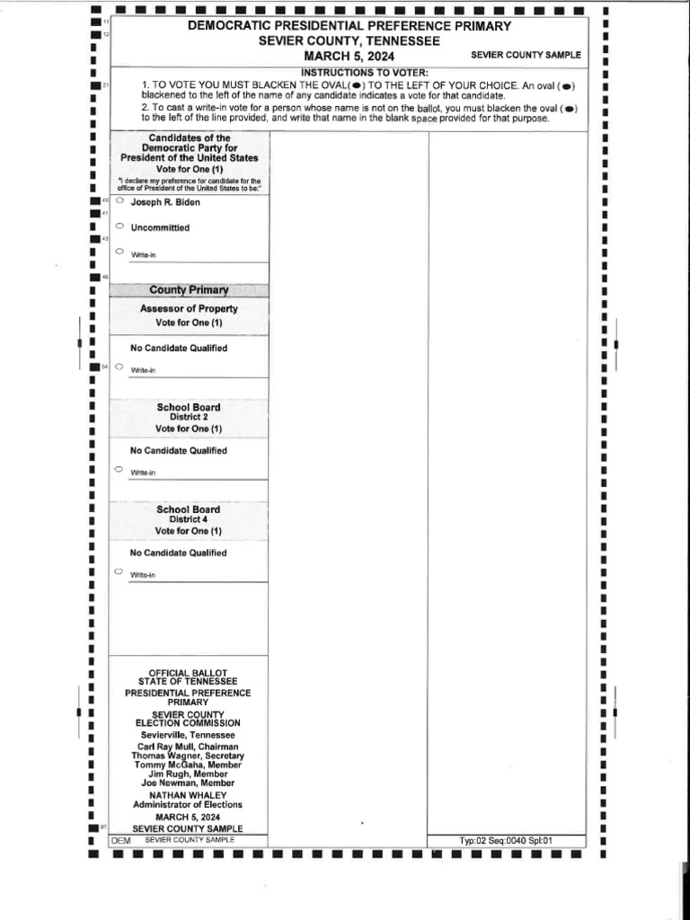 Sevier County Dem Sample Ballot | PDF