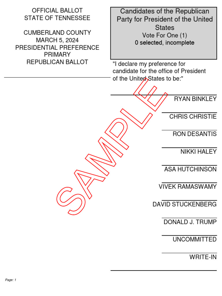 Cumberland County Sample Ballot | PDF