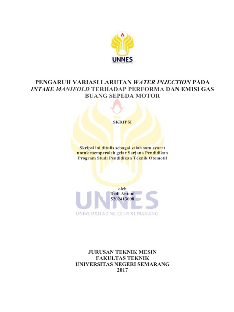Pengaruh Variasi Larutan Buang Sepeda Motor: Water Injection Pada ...