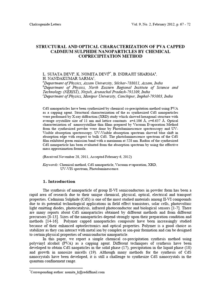 Chalcogenide Letters | PDF | Emission Spectrum | Band Gap