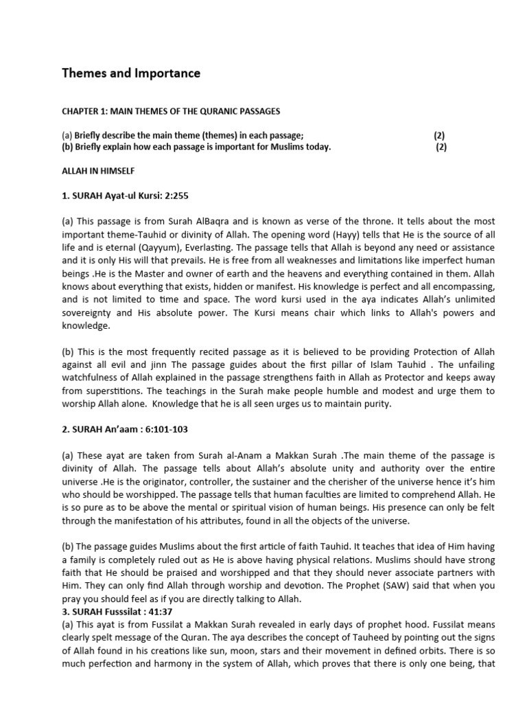 Themes and Importance Surah's 1-15 | PDF | Prophets And Messengers In ... Themes and Importance Surah's 1-15 | PDF | Prophets And Messengers In ...