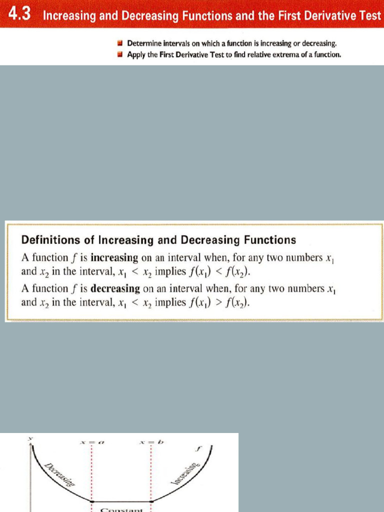 Lesson 4.3 - Increasing and Decreasing Functions and The First ... Lesson 4.3 - Increasing and Decreasing Functions and The First ...
