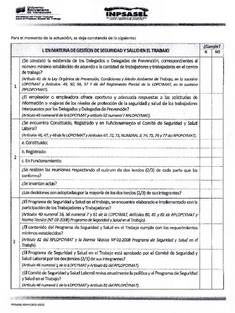 Inspección INPSASEL 2 | PDF