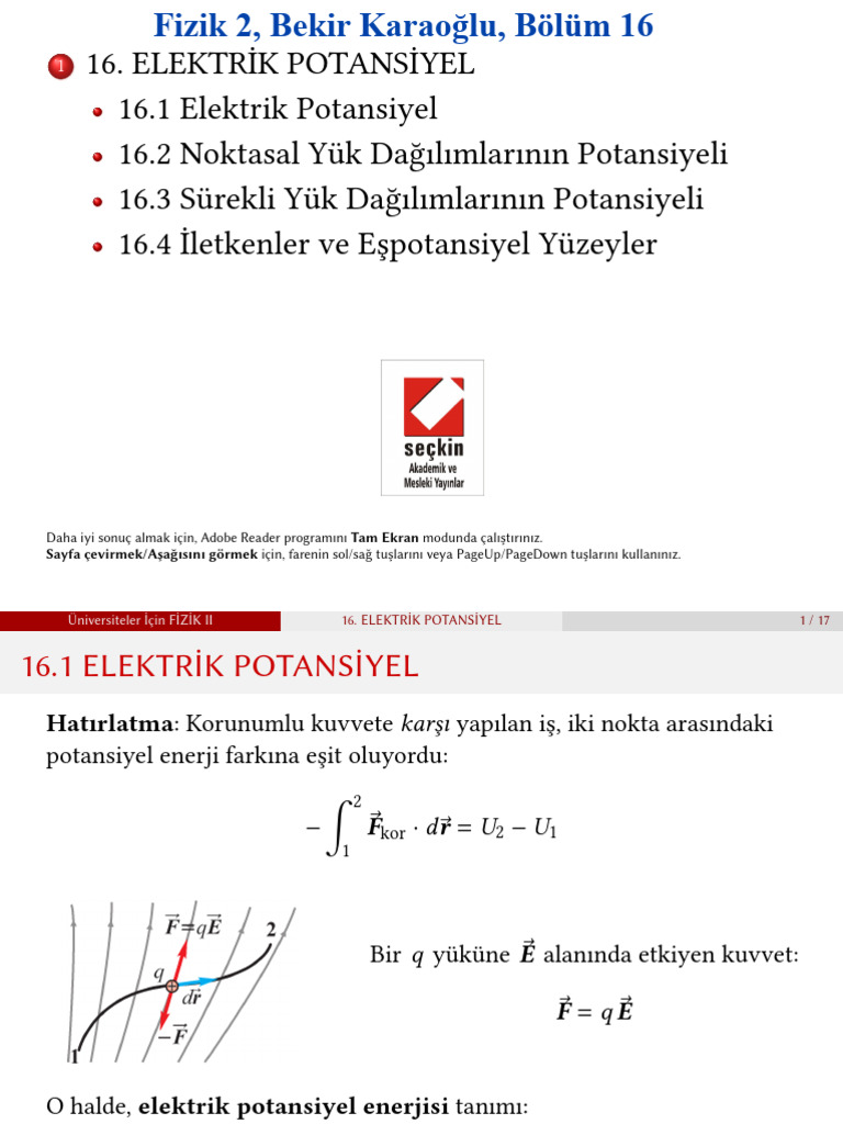 Fizik2 16 ElektrikPotansiyel | PDF