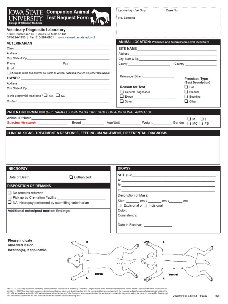 Companion Animal Form | Download Free PDF | Biopsy | Serology