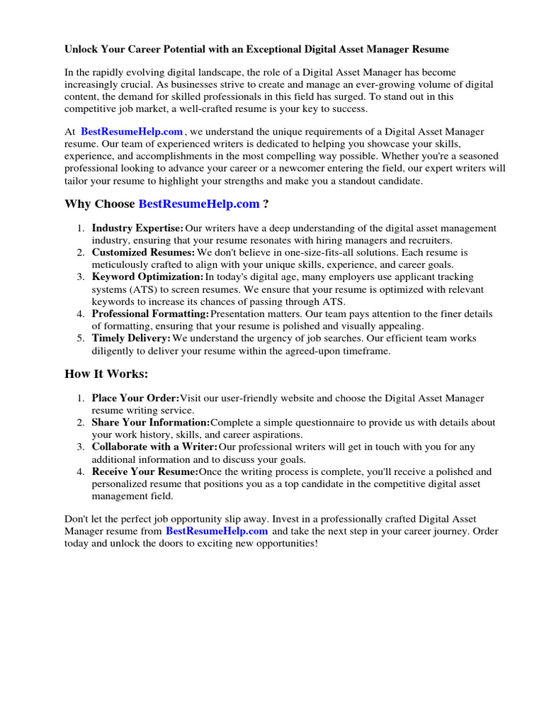 Digital Asset Manager Resume | PDF | Résumé | Asset Management