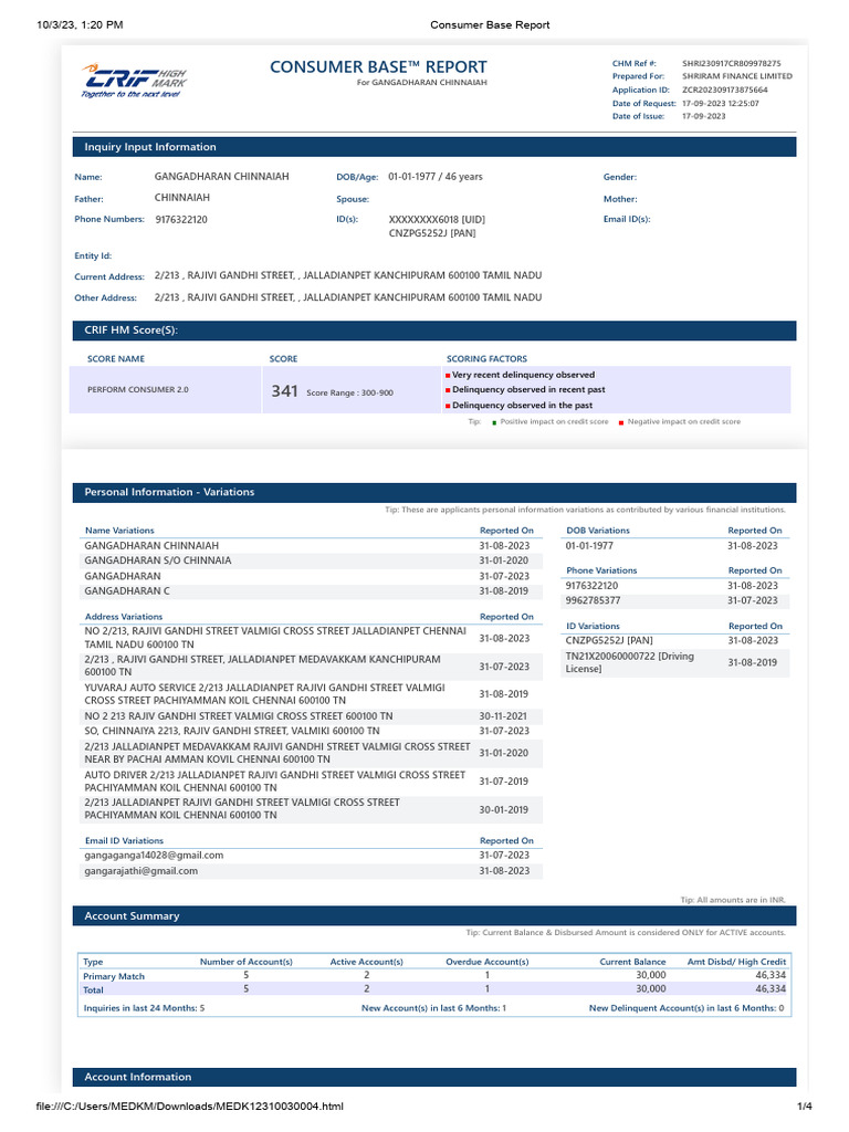 Consumer Base Report GANGANDHARAN | PDF | Credit | Finance & Money ...