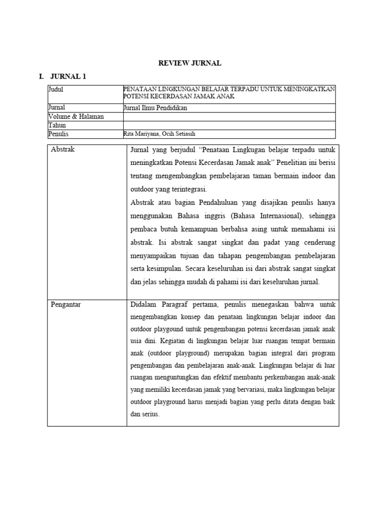 Contoh Review Jurnal | PDF