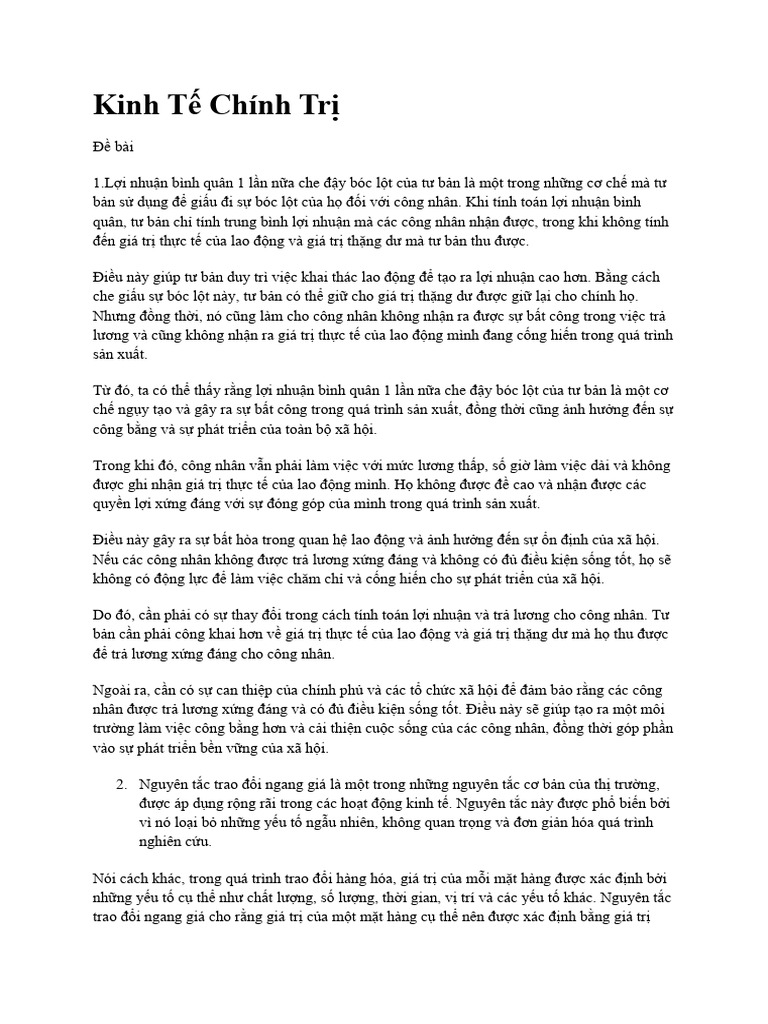 Kinh Tế Chính Tr1 | PDF