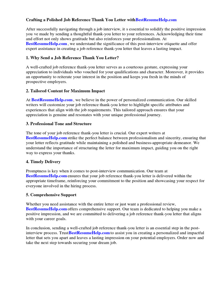 Job Reference Thank You Letter | Download Free PDF | Gratitude | Job ...