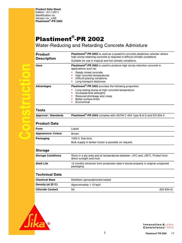 Plastiment-PR 2002 | PDF | Concrete | Materials