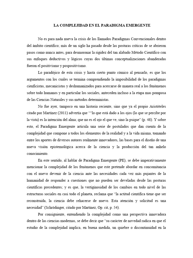 Paradigma Emergente y Complejidad | PDF | Paradigma | Complejidad