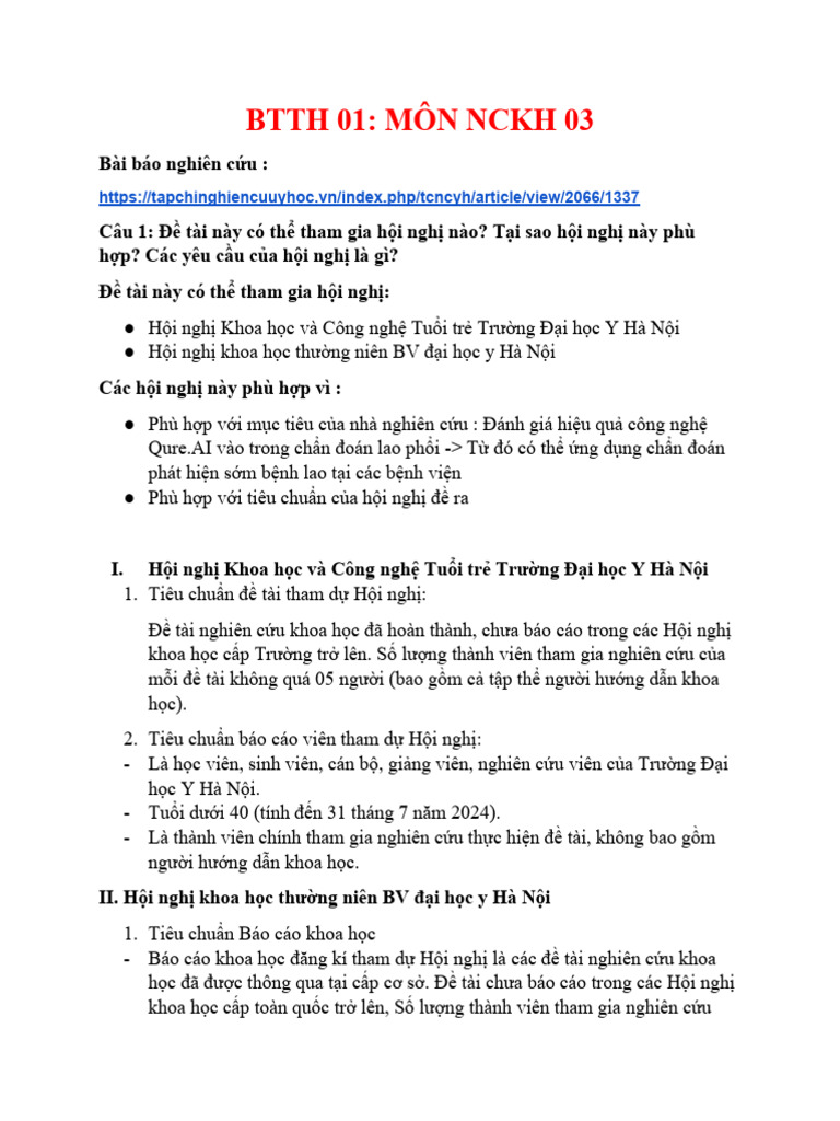 BTTH 01: Môn NCKH 03 | PDF