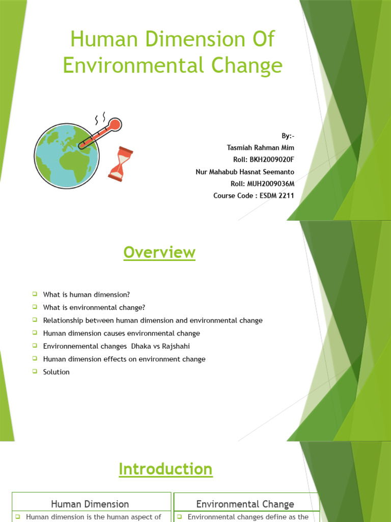 Human Dimension of Environmental Change | PDF | Human Impact On The ...