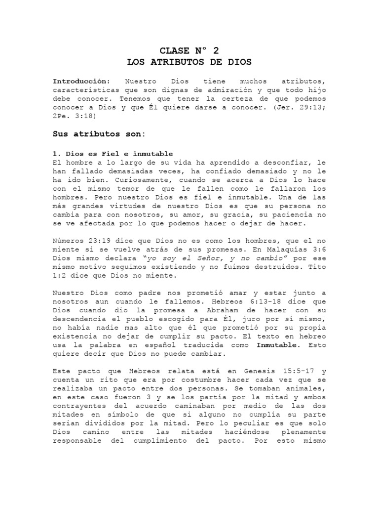 Clase 2 NIVEL 2 Los Atributos de Dios | PDF | Dios | Santo