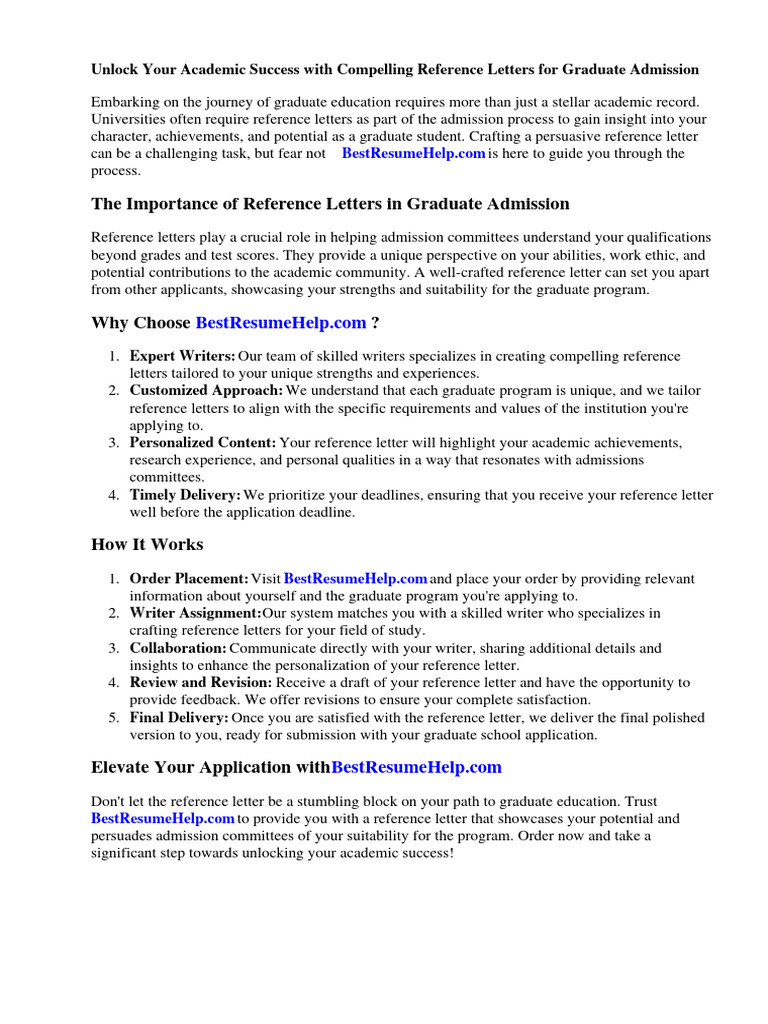 Reference Letter Graduate Admission | PDF